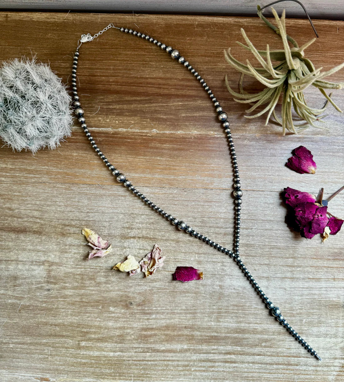 Lariat graduated sterling silver pearl – Cactus Stitch & Co.